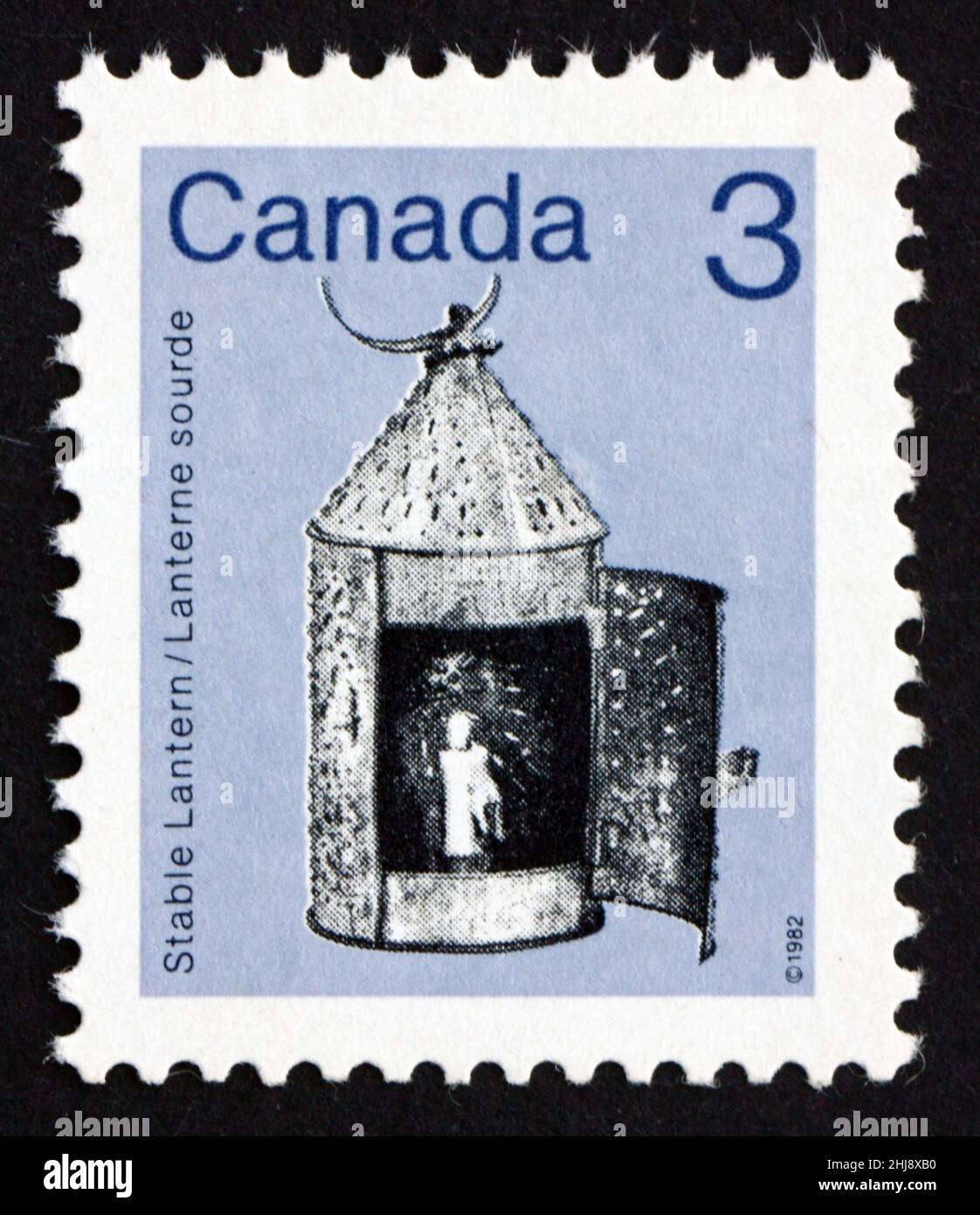 CANADA - CIRCA 1982: a stamp printed in the Canada shows Stable Lantern ...