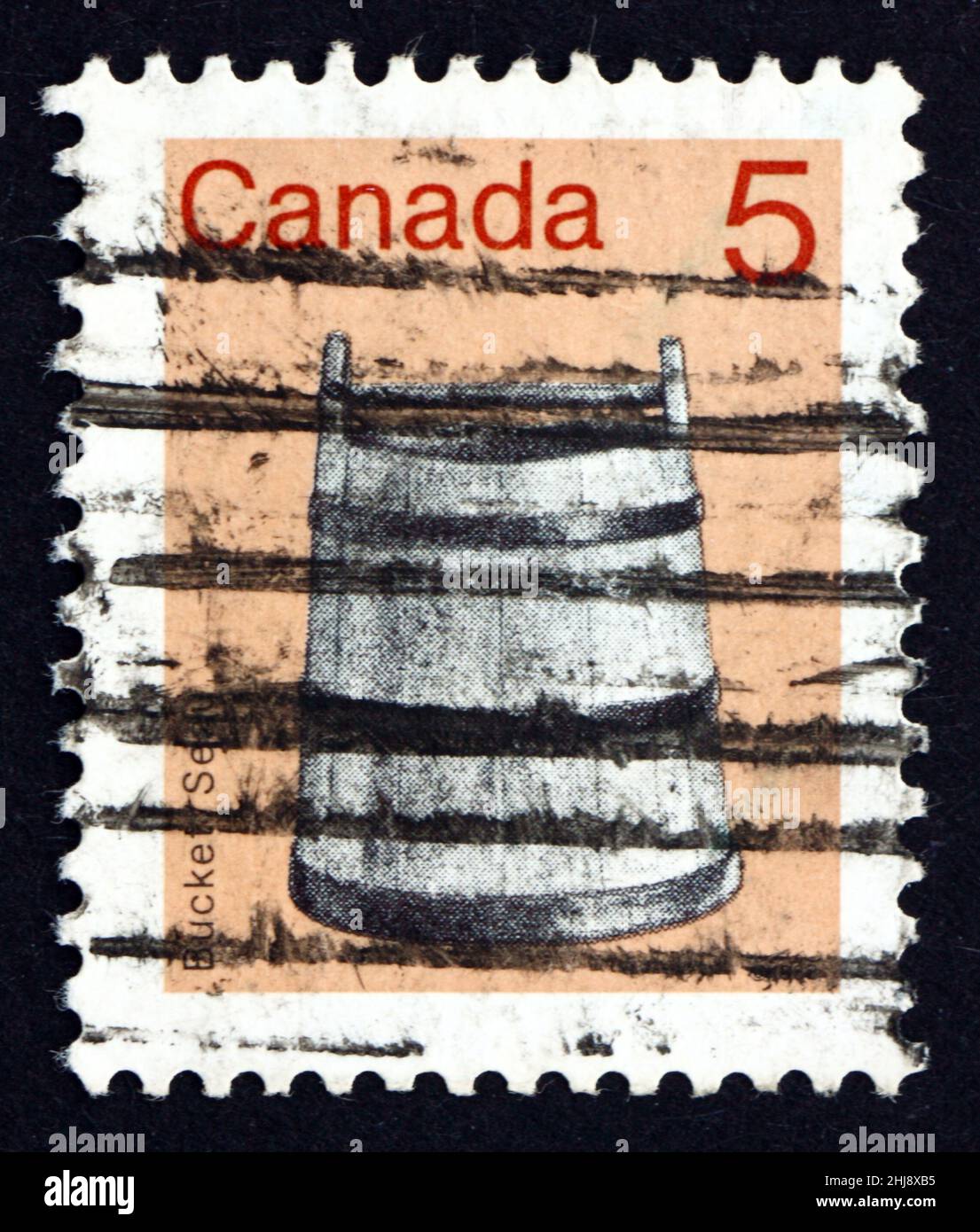 CANADA - CIRCA 1982: a stamp printed in the Canada shows Bucket, circa ...