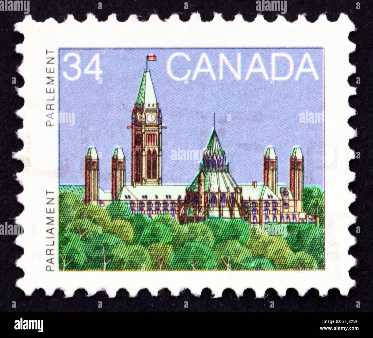 CANADA - CIRCA 1985: a stamp printed in the Canada shows Parliament ...