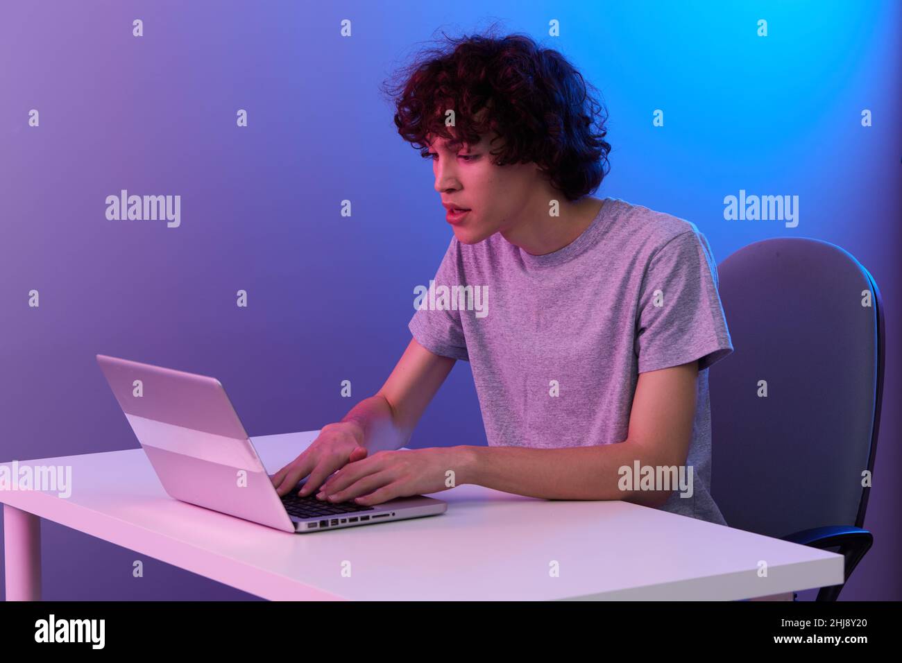 guy in front of laptop entertainment Lifestyle technology Stock Photo ...