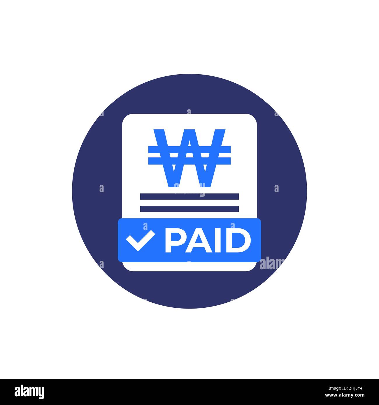 paid bills icon with won, flat vector Stock Vector Image & Art - Alamy