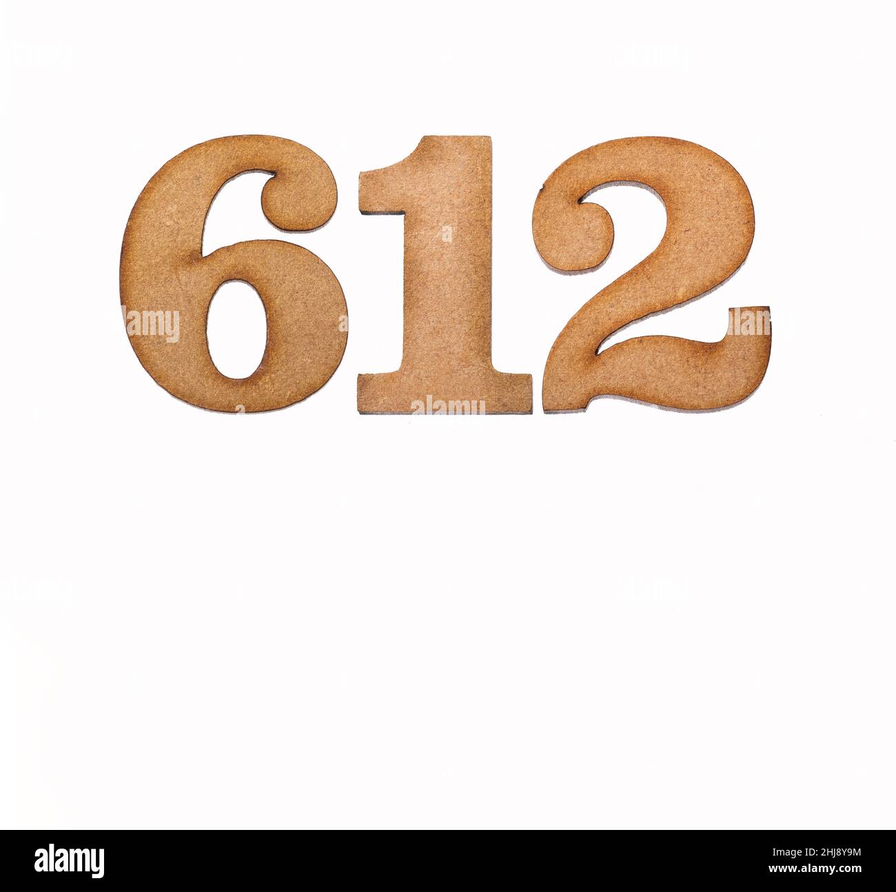 Number 612 - Piece of wood isolated on white background Stock Photo - Alamy