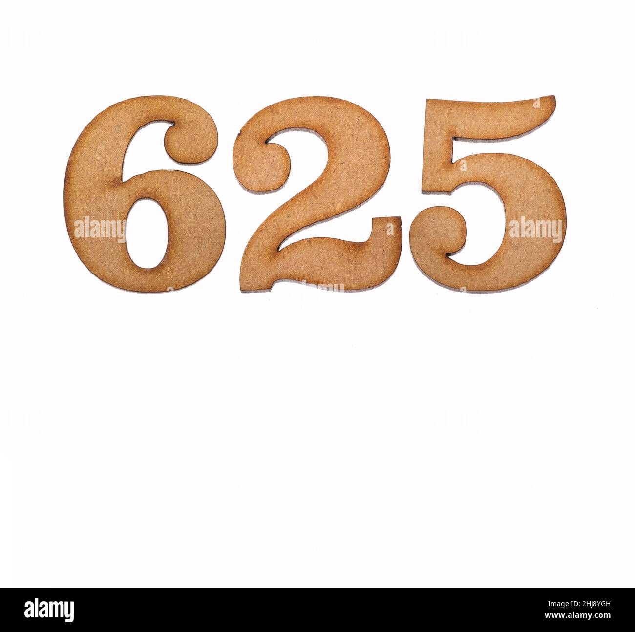 Number 625 in wood, isolated on white background Stock Photo - Alamy