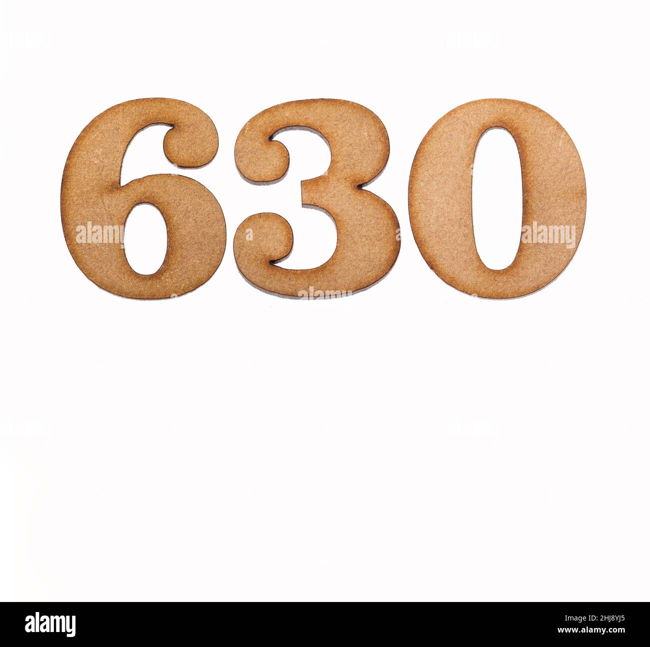 Number 630 - Piece of wood isolated on white background Stock Photo - Alamy