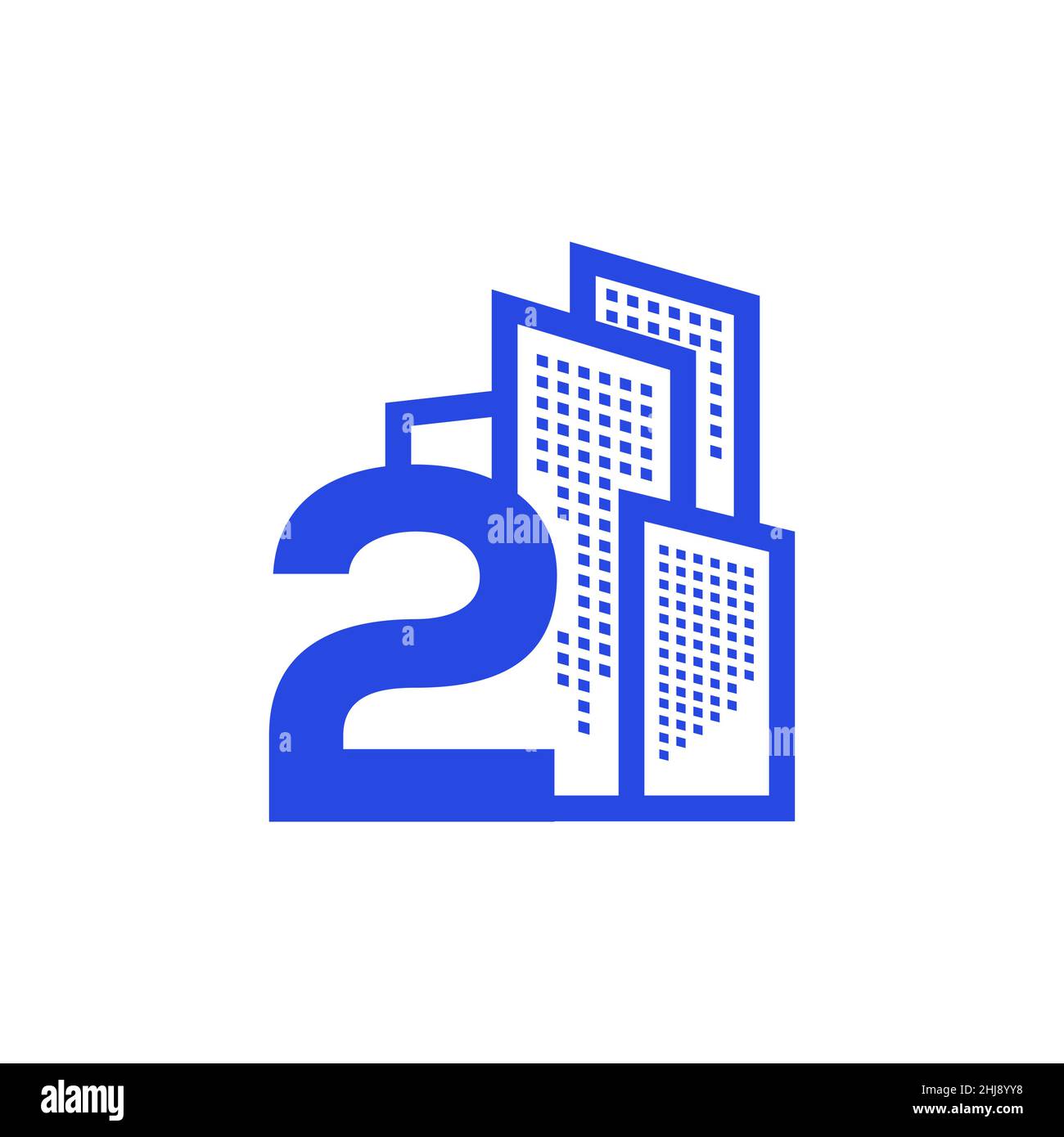 number 2 two with building property real estate logo design vector ...
