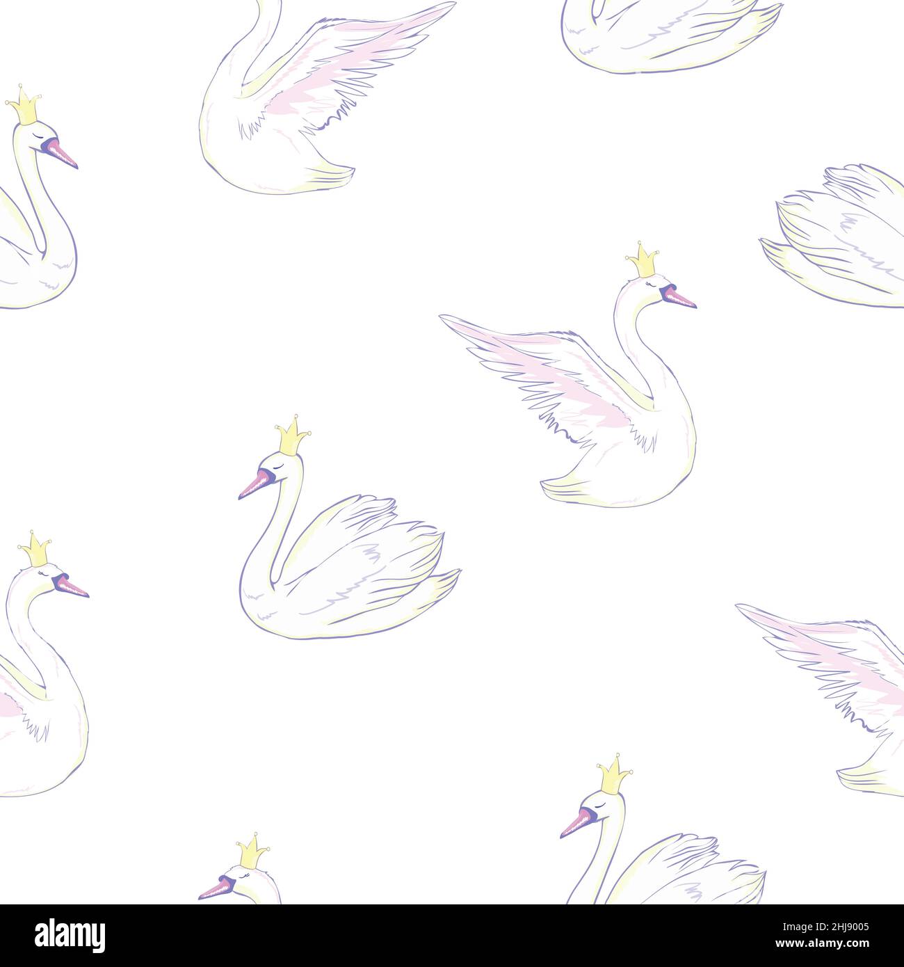 Seamless pattern with white swans. Vector illustration Stock Vector ...