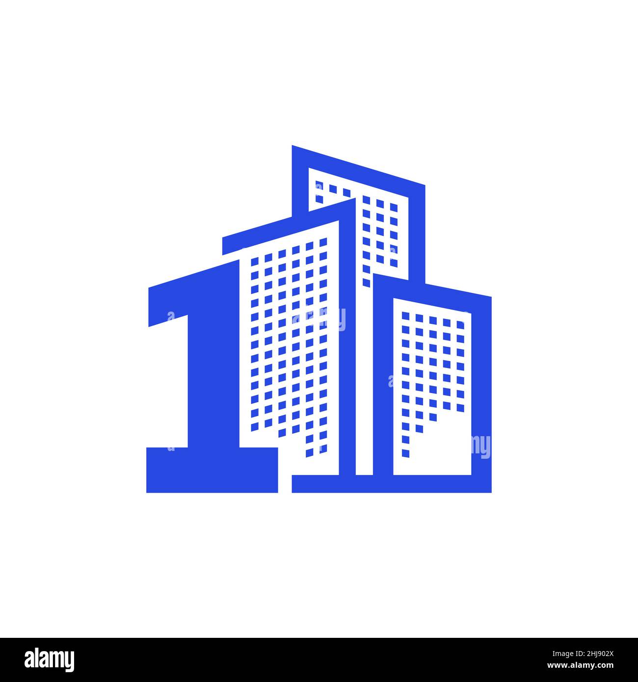 number 1 one with building property real estate logo design vector ...