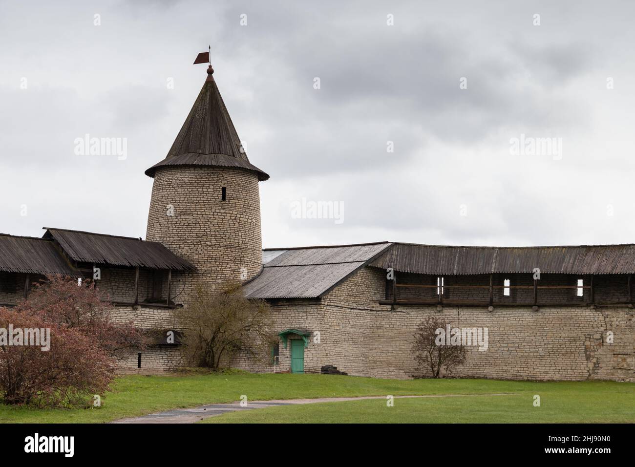Kremlin of Pskov, Russia. Classical Russian ancient architecture. Stone ...