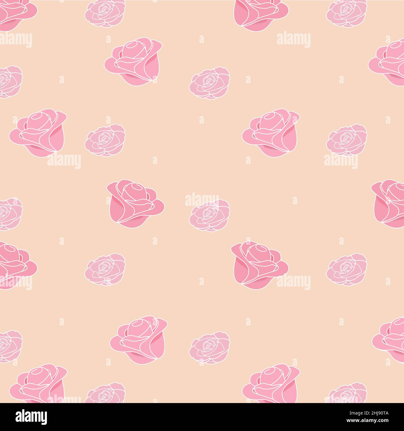 cute pastel pink rose pattern background, seamless vector,rose ...