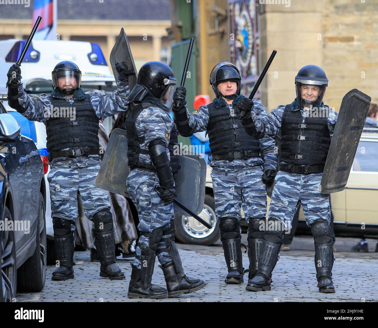 Extras dressed as Russian armed police on the set of new upcoming ...