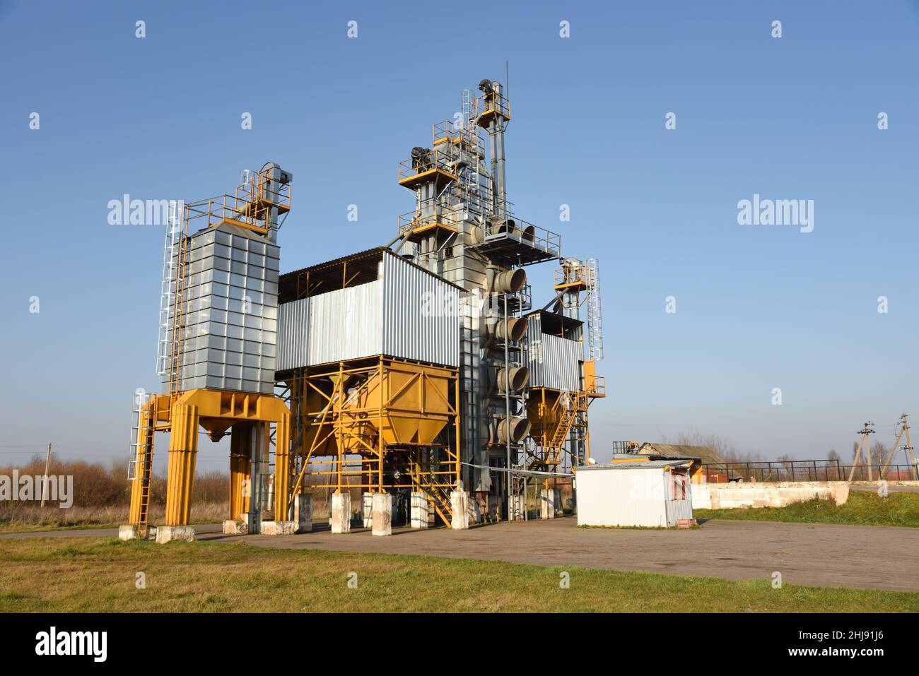 Grain processing plant. Processing and sifting corn and grain after ...