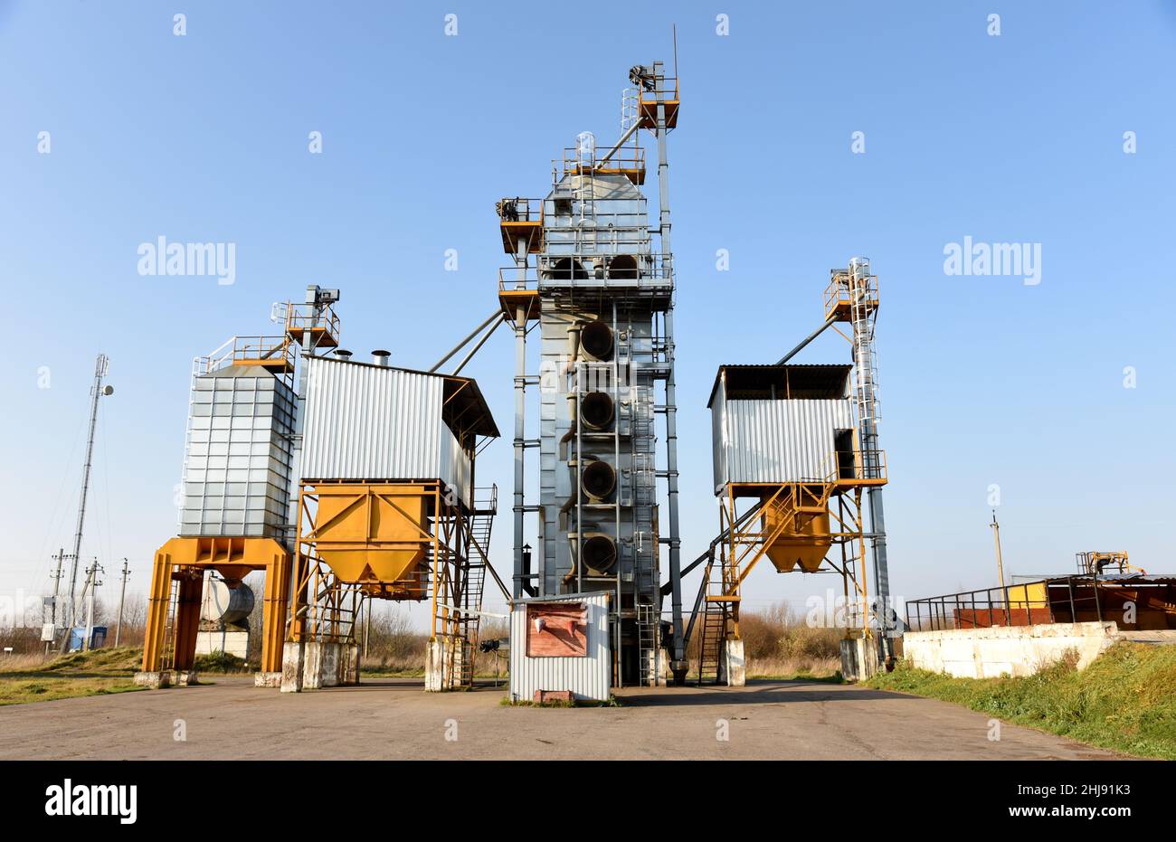 Grain processing plant. Processing and sifting corn and grain after ...