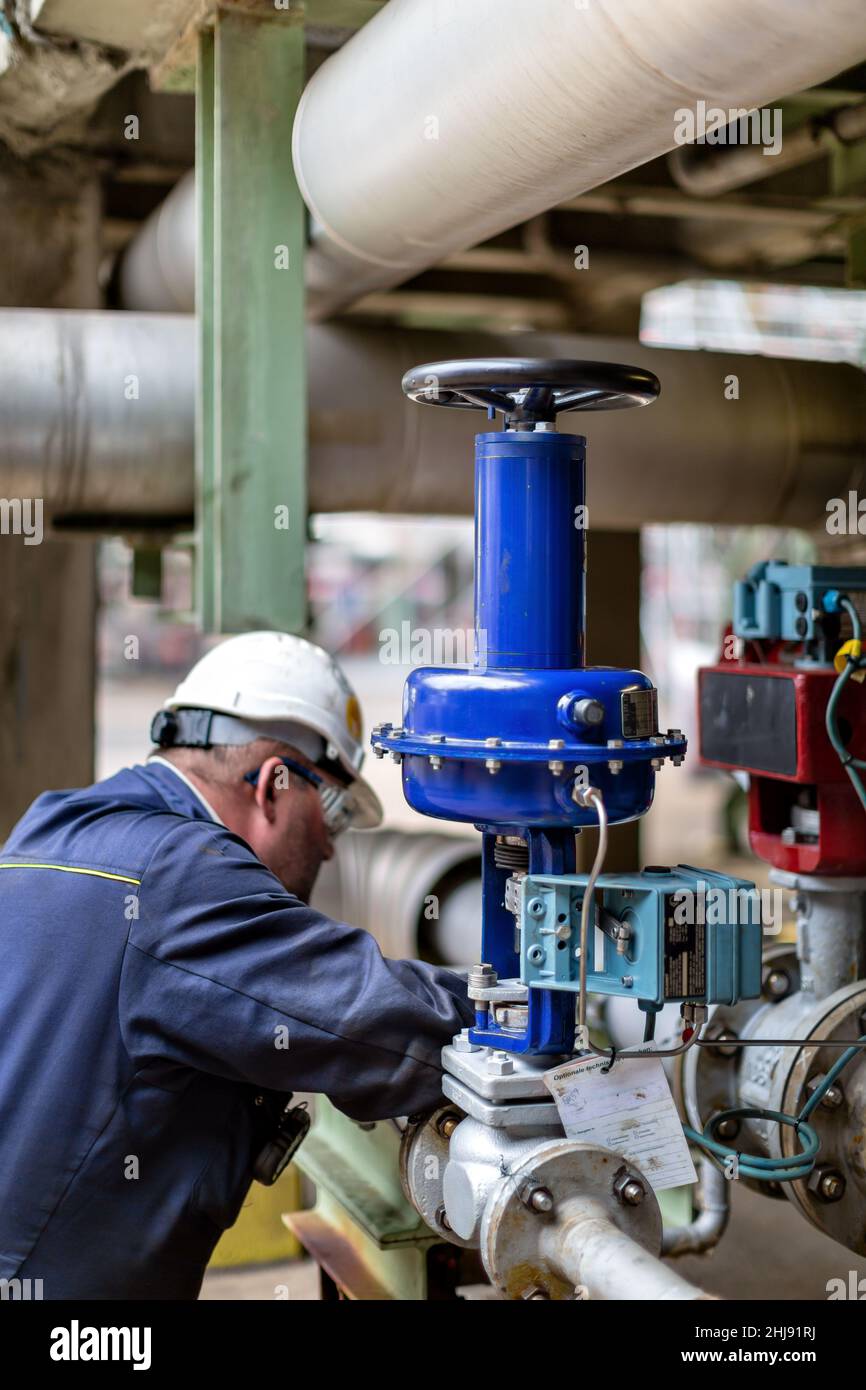 Maintenance work at a regulating valve Stock Photo - Alamy
