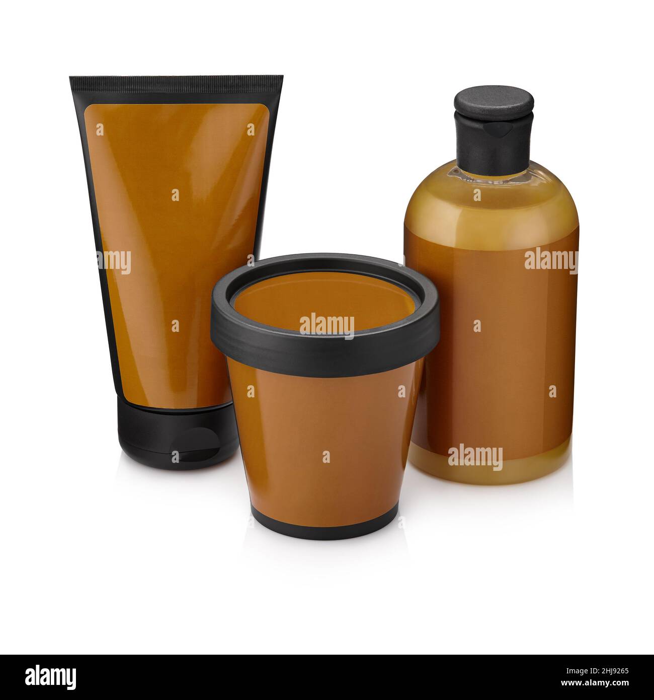 Set of color plastic containers for cosmetics and body care products ...