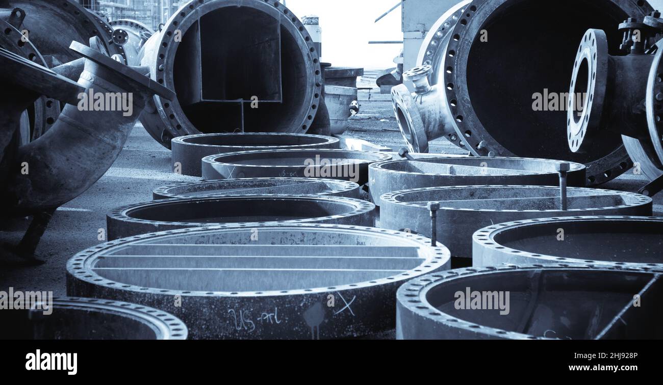 Heat exchangers, opened for inspection Stock Photo - Alamy