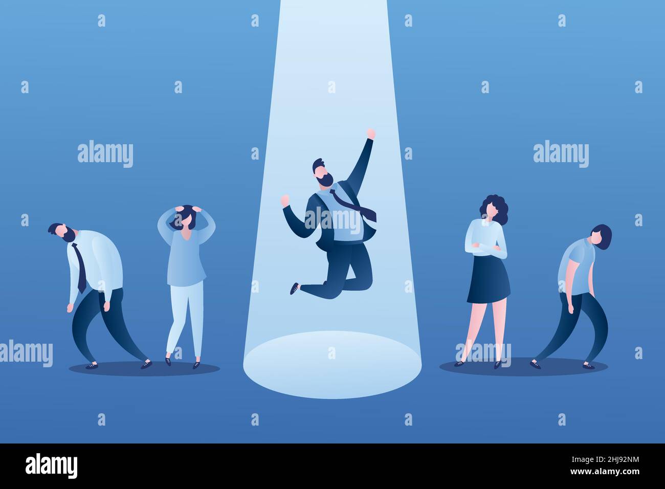 Happy businessman or office worker in jump,business recruitment winner ...