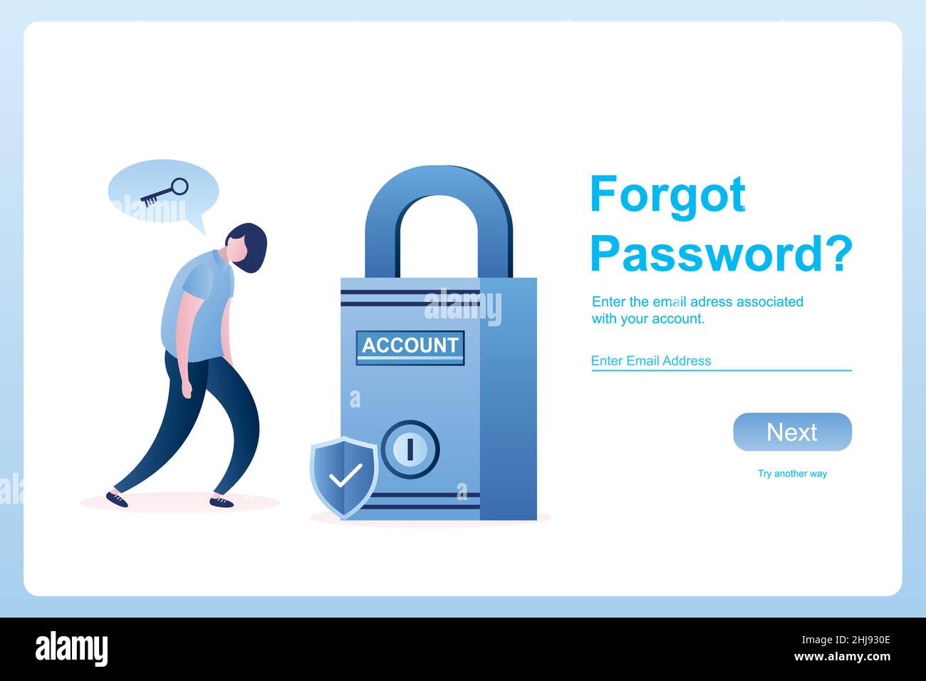 Sad female character and account lock,forgot password web page template ...
