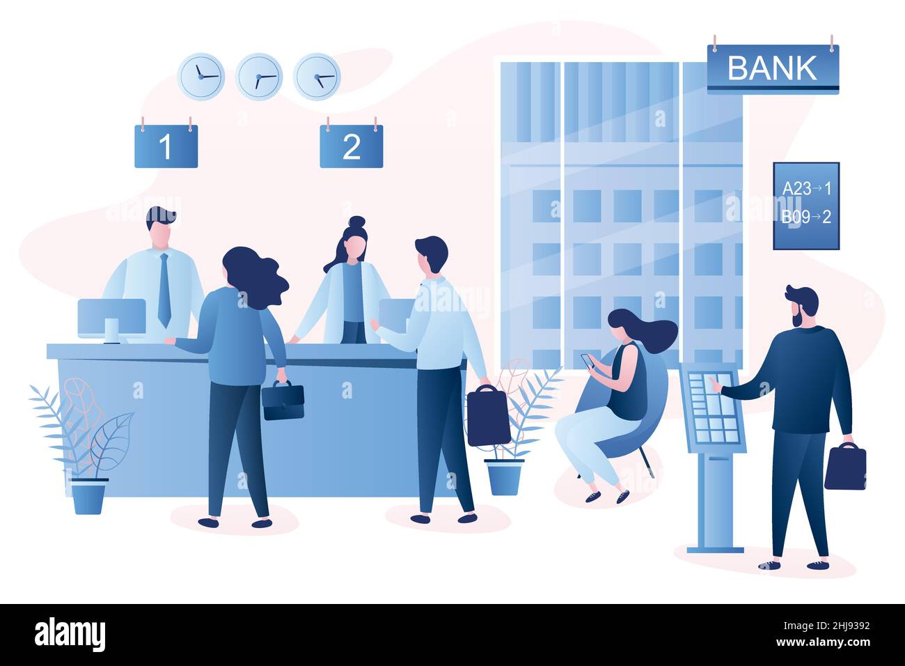 Bank customers interior Cut Out Stock Images & Pictures - Alamy