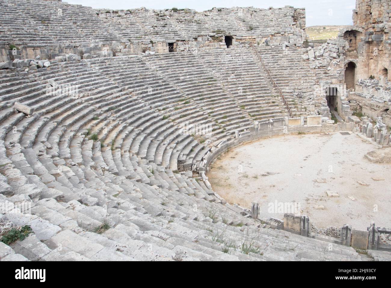Ruins of the ancient amphitheater in Perge Stock Photo - Alamy