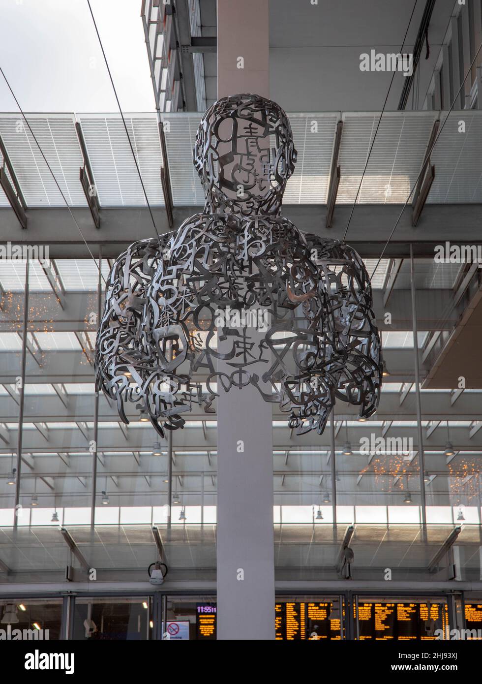 Sculpture of human made from letters from different alphabets Stock ...