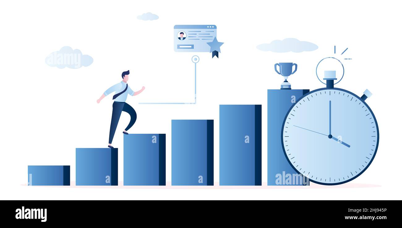 Time management or quick business start concept background. Businessman ...