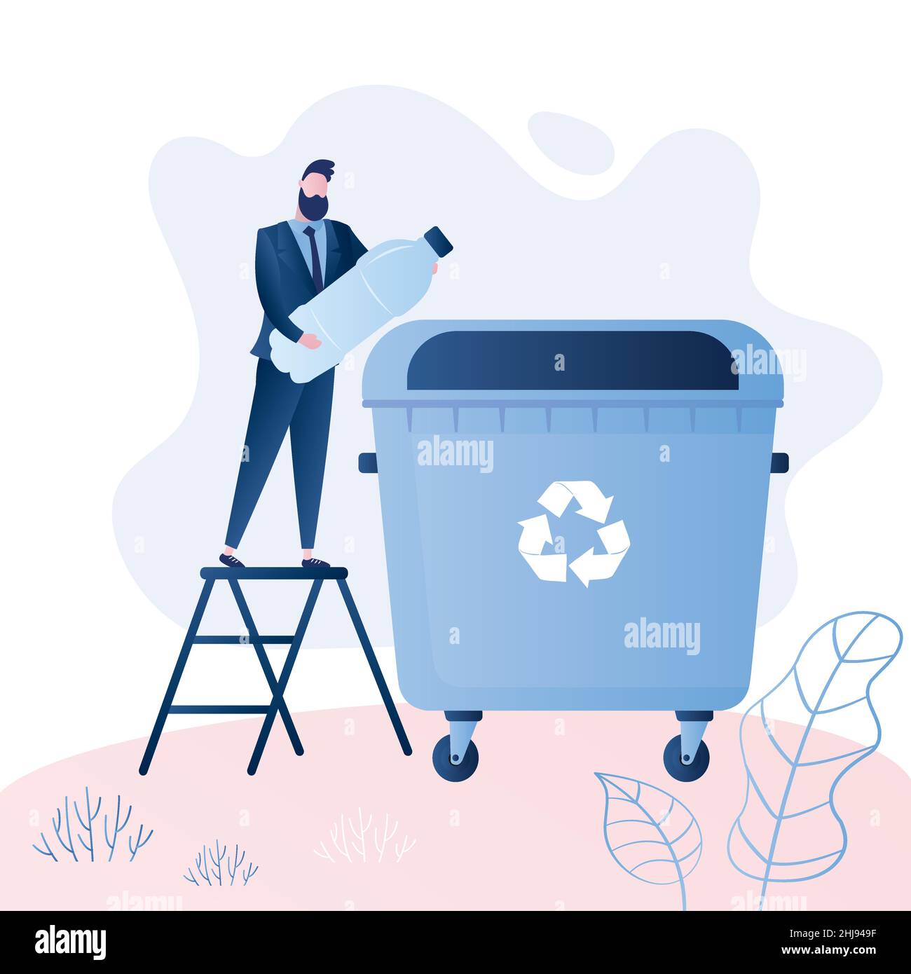 Cartoon blue recycle garbage can hi-res stock photography and images ...