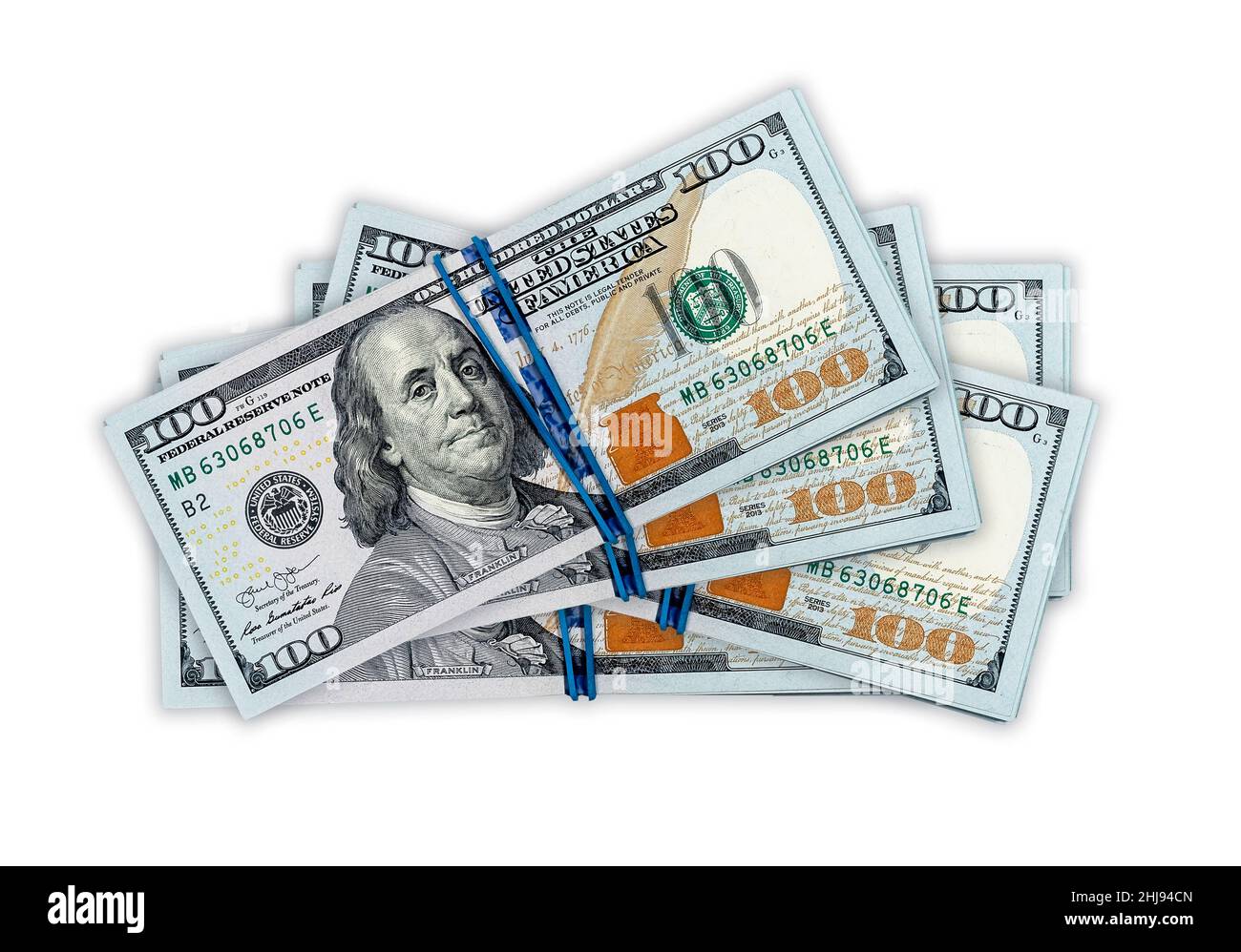 US Dollar stacks isolated on white background Stock Photo - Alamy