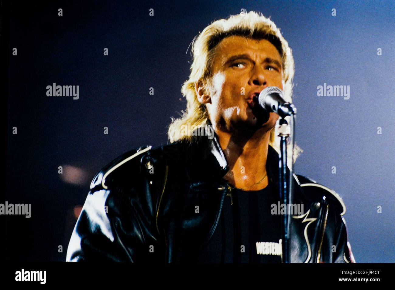 Archives 90ies: Rock singer Johnny Halliday performs in Lyon, France ...
