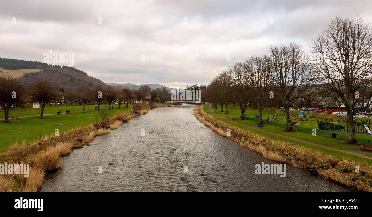 River Tweed in Peebles, Scottish Borders of Scotland, Scotland, UK ...