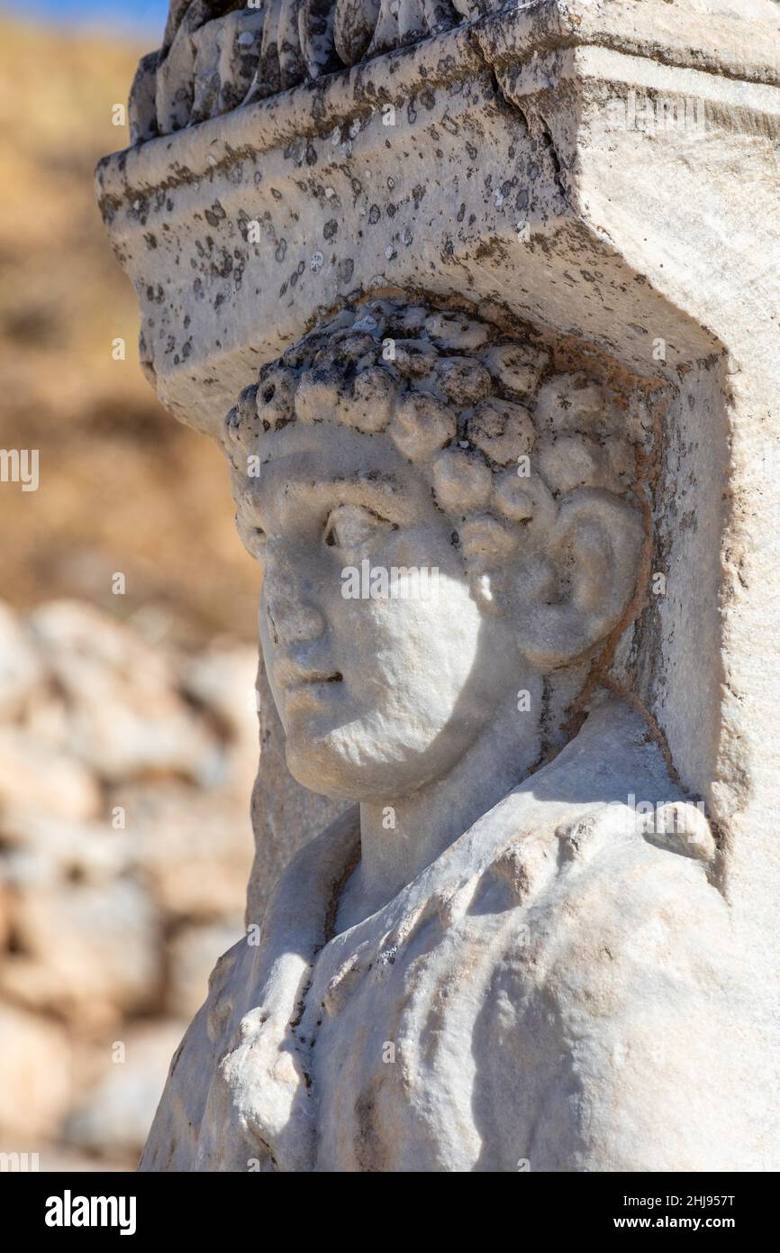 Close-up view of statue figure from the ancient city of Ephesus which ...