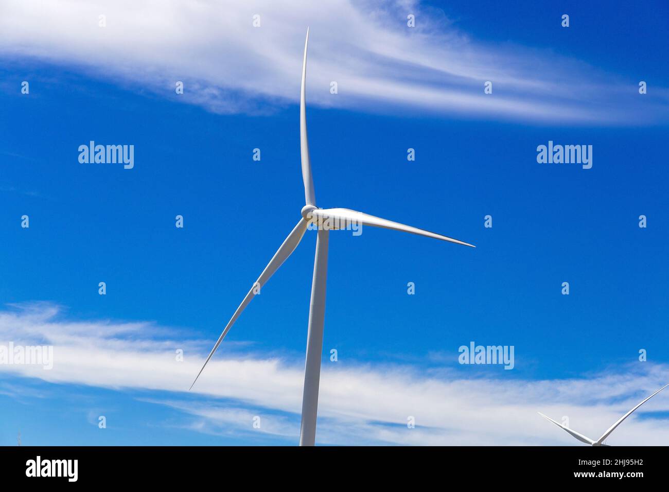 Wind energy turbine. Wind power electricity generator. Climate change ...