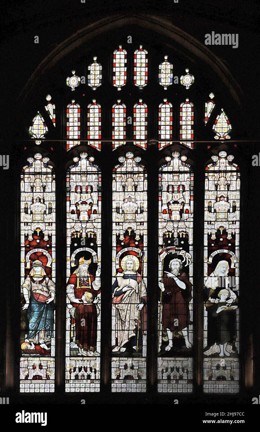 A stained glass window by Heaton, Butler & Bayne (1876) depicting ...