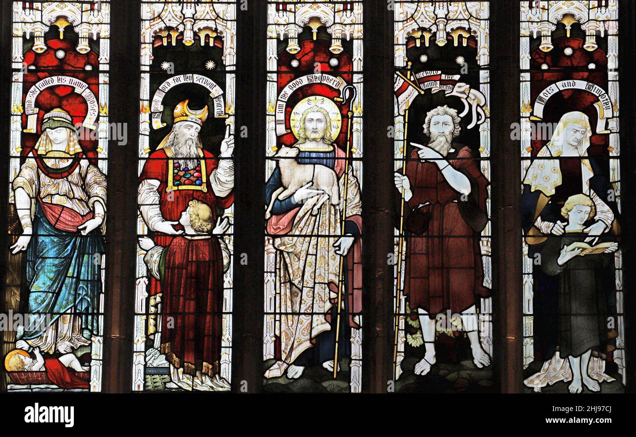 A stained glass window by Heaton, Butler & Bayne (1876) depicting ...