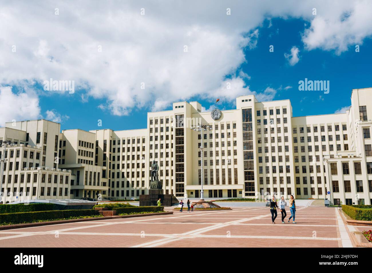 White Government Parliament Building on Independence Square in Minsk ...