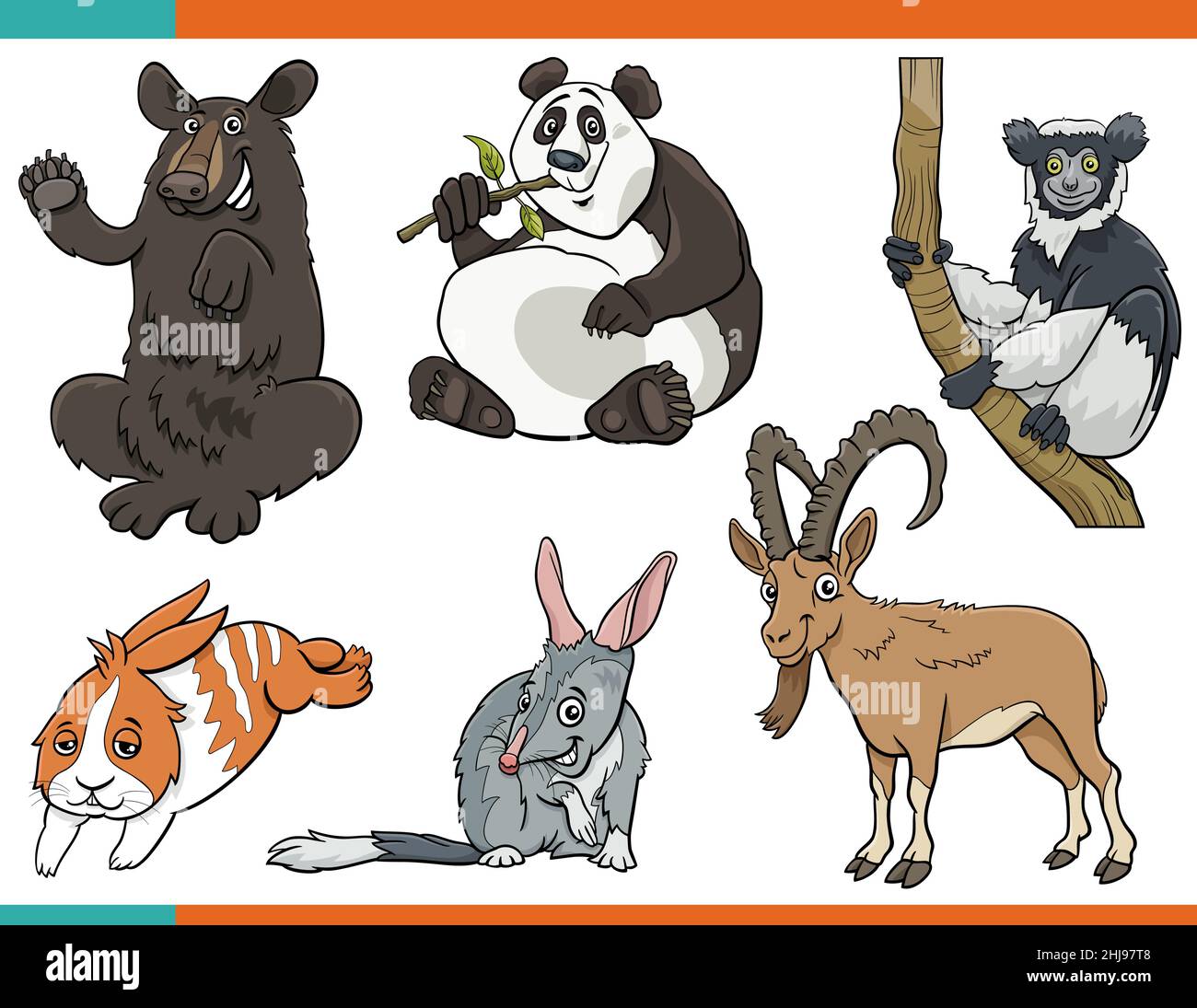 Cartoon illustration of funny animals comic characters set Stock Vector ...