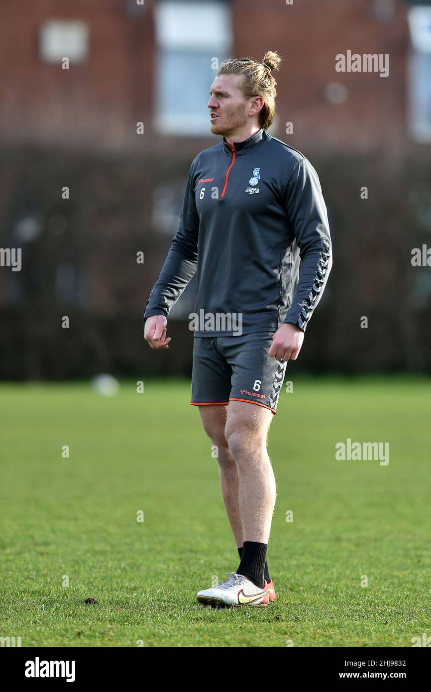 OLDHAM, UK. JAN 27TH Oldham Athletic's Carl Piergianni during training ...