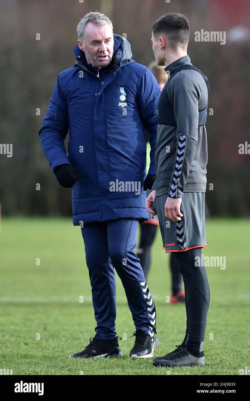OLDHAM, UK. JAN 27TH John Sheridan (Head Coach) of Oldham Athletic and ...