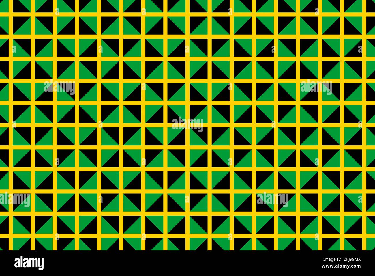 Geometric pattern in the colors of the national flag of Jamaica. The ...