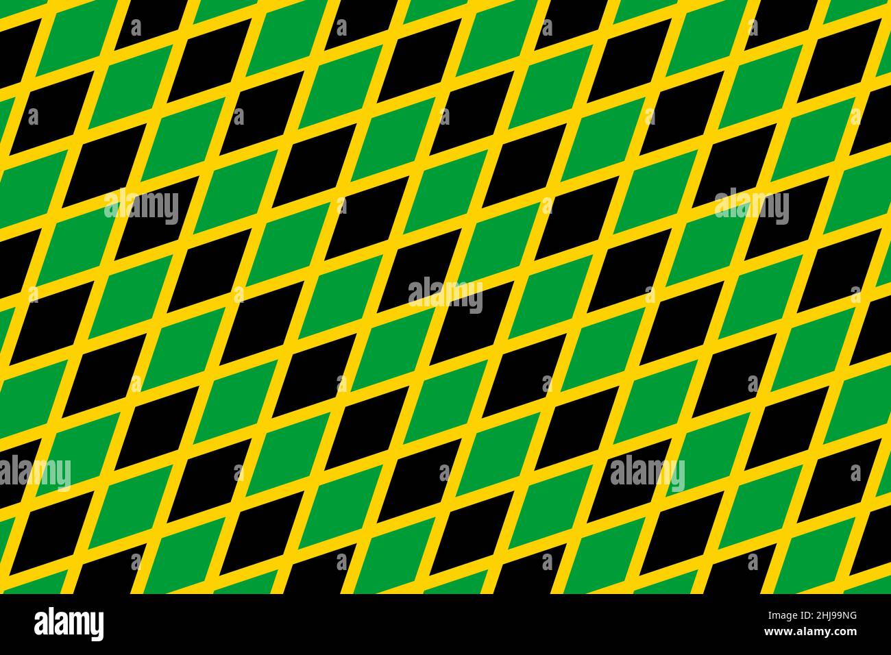 Geometric pattern in the colors of the national flag of Jamaica. The ...