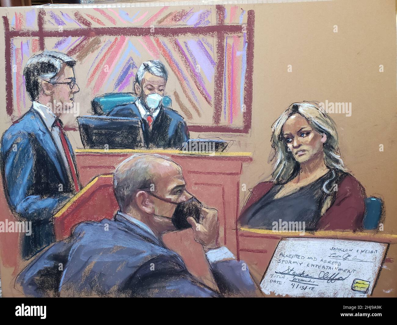 Courtroom sketch witness hi-res stock photography and images - Alamy