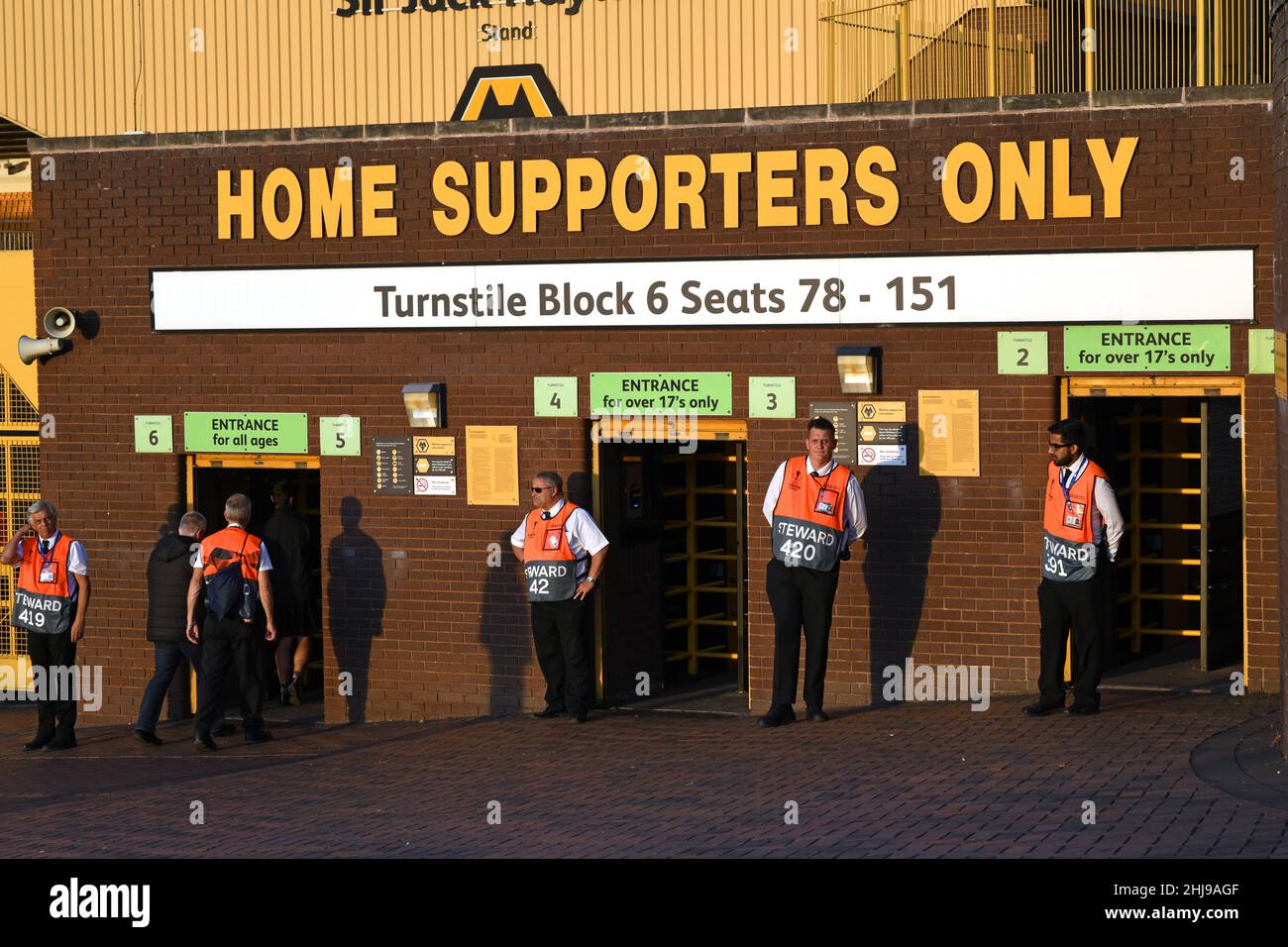 Football stadium security stewards out side Molineux. Wolverhampton ...