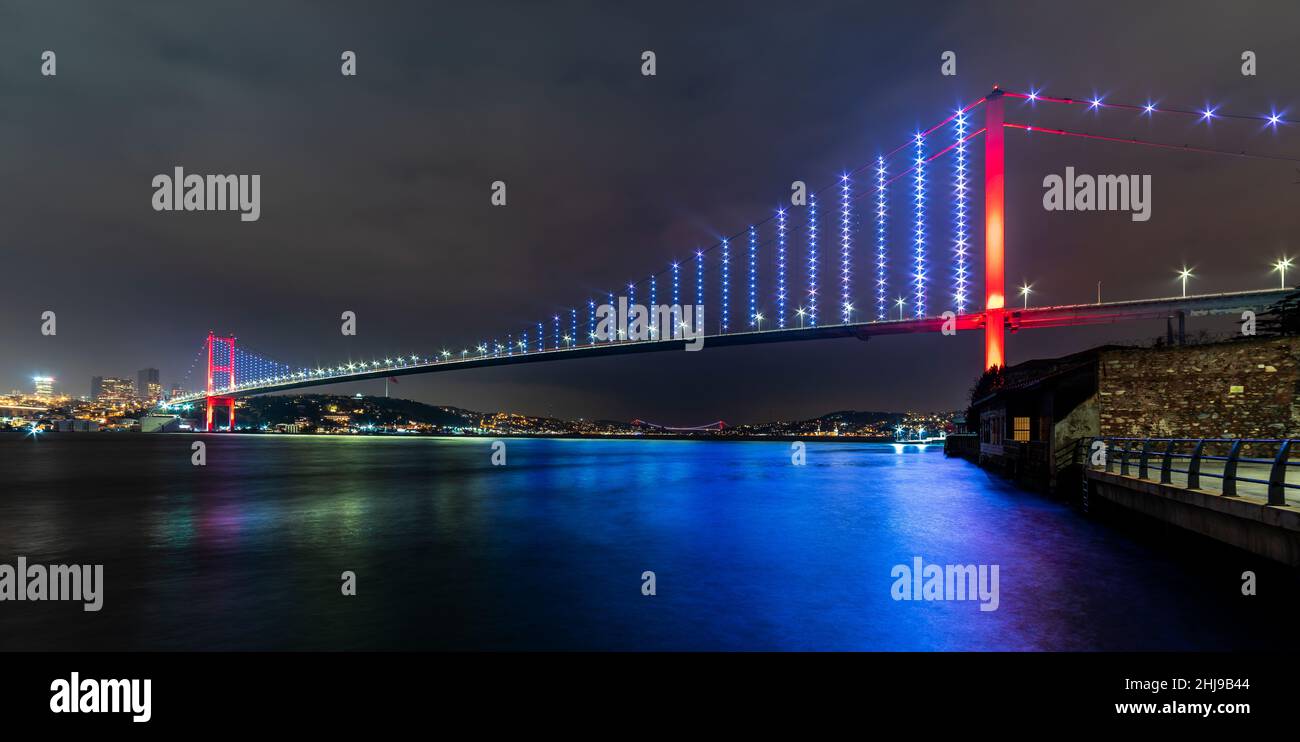 ISTANBUL, TURKEY. Istanbul Bosphorus Bridge (15 July Martyrs Bridge ...