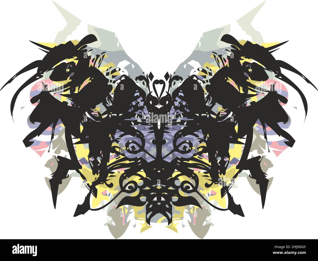 Monster butterfly colorful splashes on a white backdrop. Grungy ...