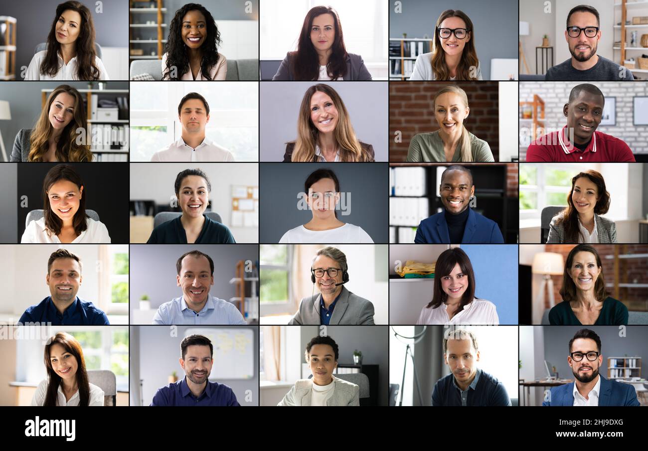 Online Video Conference Meeting Group Call Screen Stock Photo - Alamy