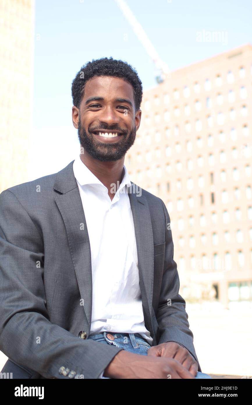 Beautiful businessman outside in the summer Stock Photo - Alamy