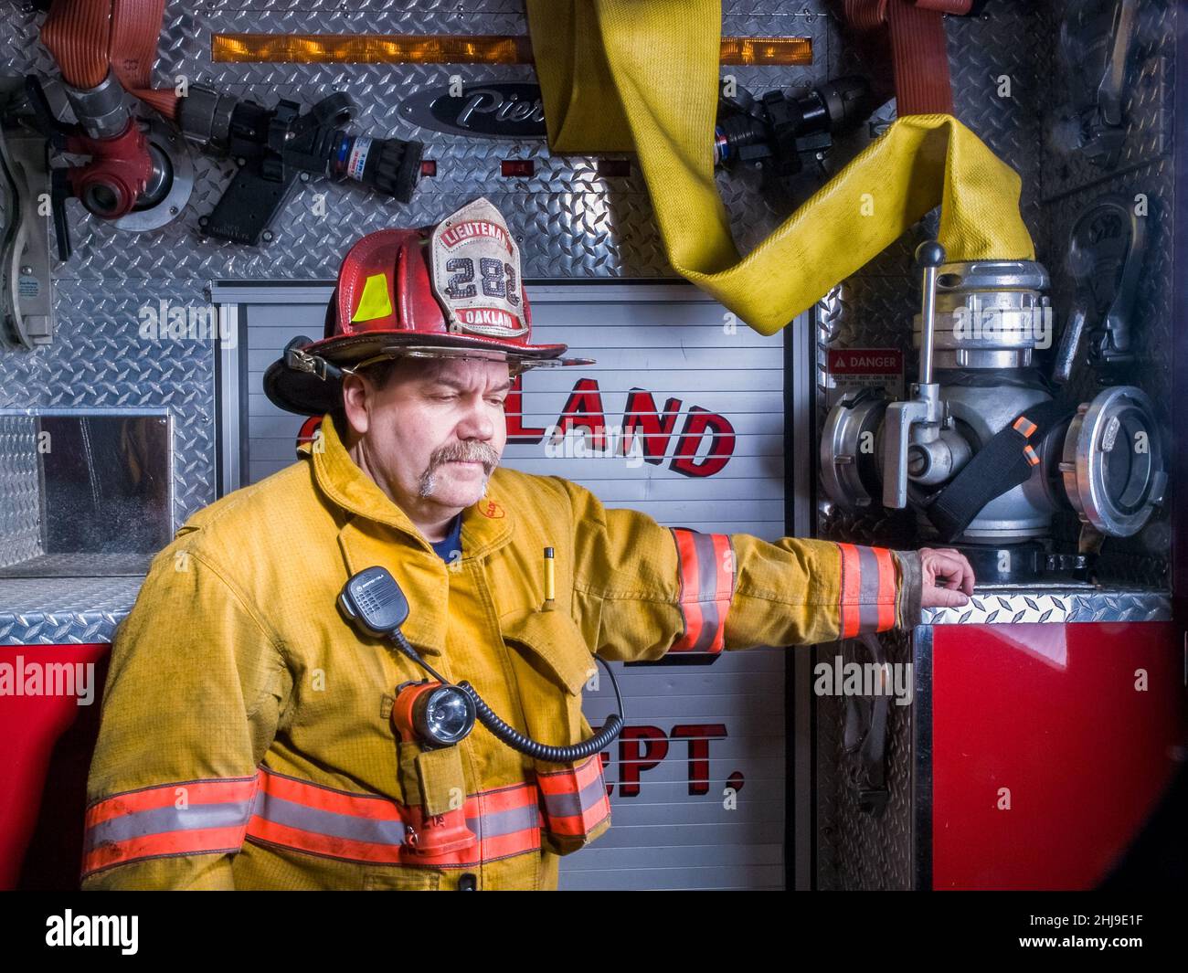 Firefighter in turnout gear Stock Photo - Alamy
