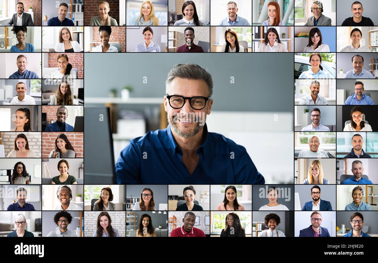 Online Video Conference Meeting Group Call Screen Stock Photo - Alamy