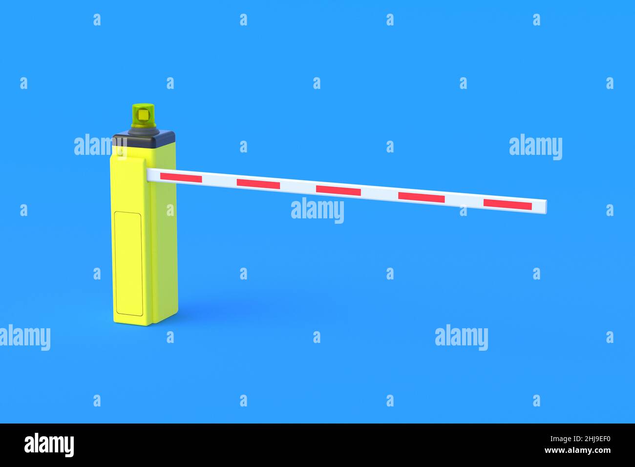 Closed automatic barrier on blue background. 3d render Stock Photo - Alamy