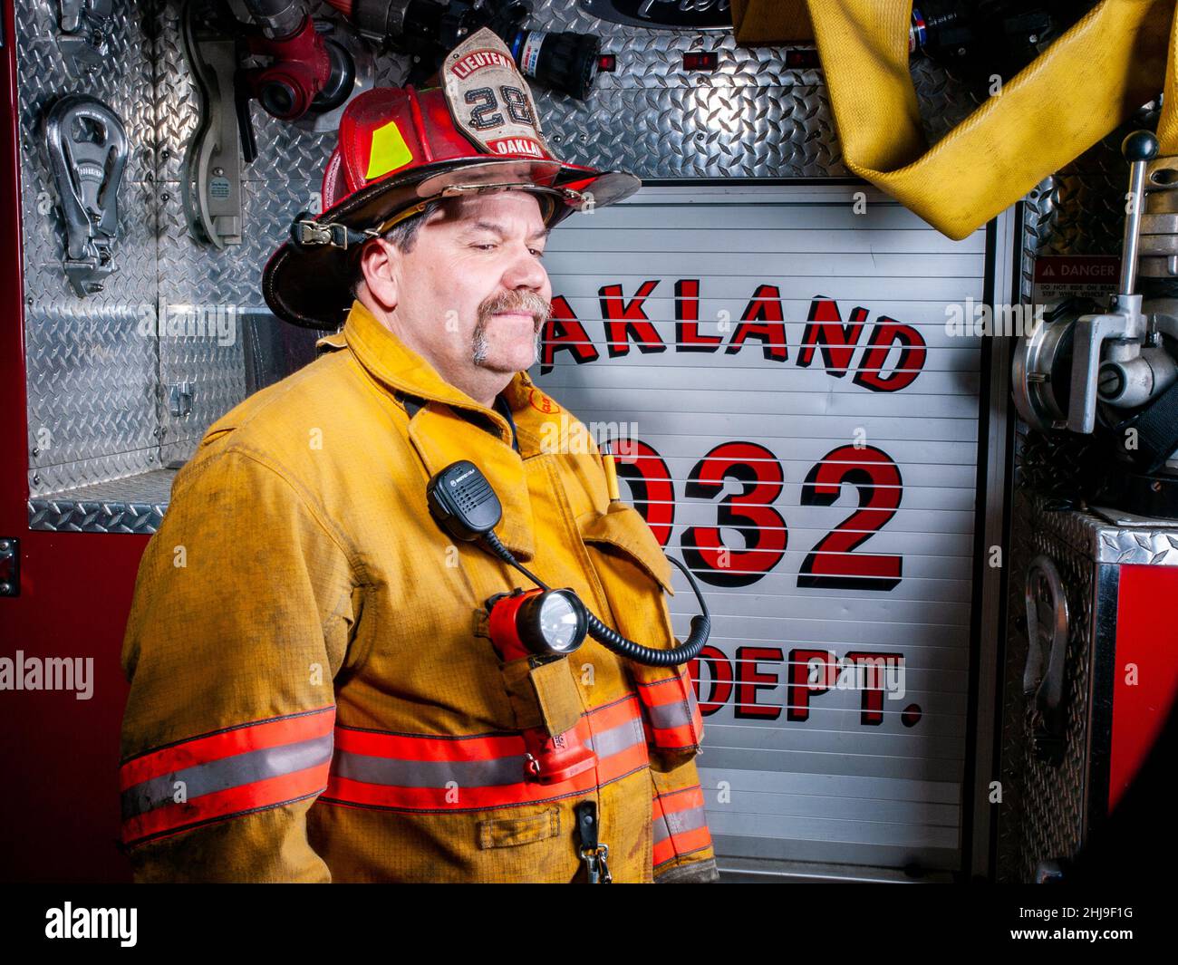 Firefighter in turnout gear Stock Photo - Alamy