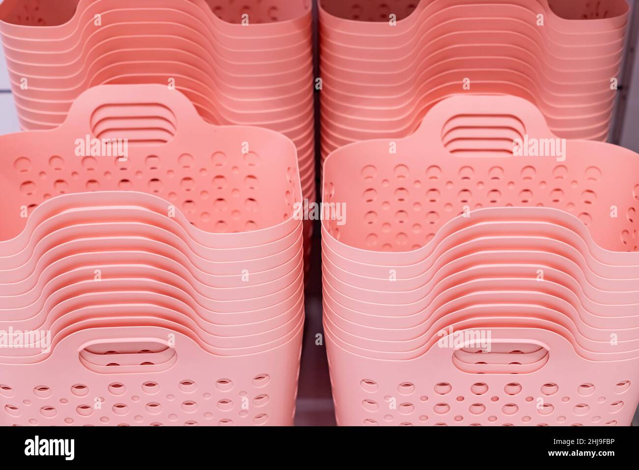 Empty plastic Laundry Basket isolate on white background Stock Photo ...